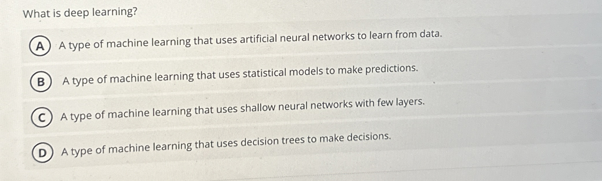 Solved What is deep learning?A type of machine learning that | Chegg.com