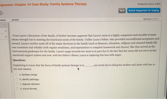 Solved ignment: Chapter 14 Case Study: Family Systems | Chegg.com