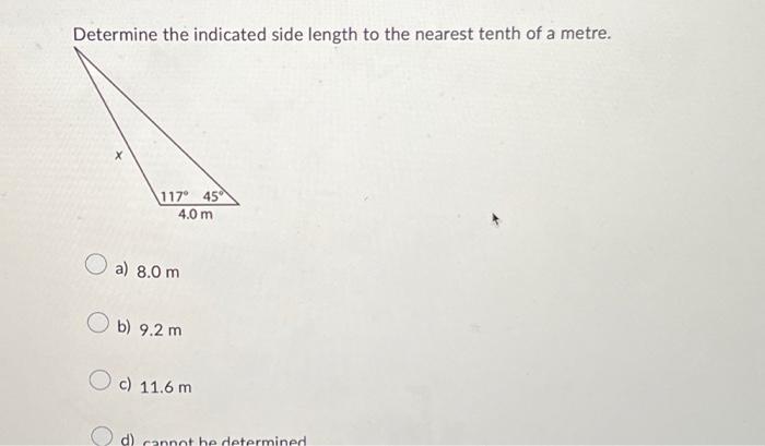 Solved Determine the indicated side length to the nearest | Chegg.com