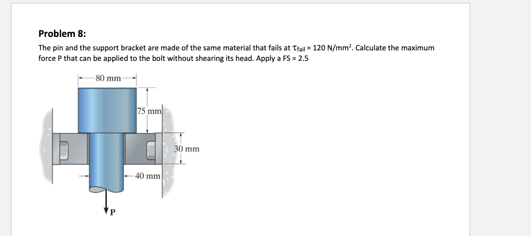 Solved Problem 8:The pin and the support bracket are made of | Chegg.com