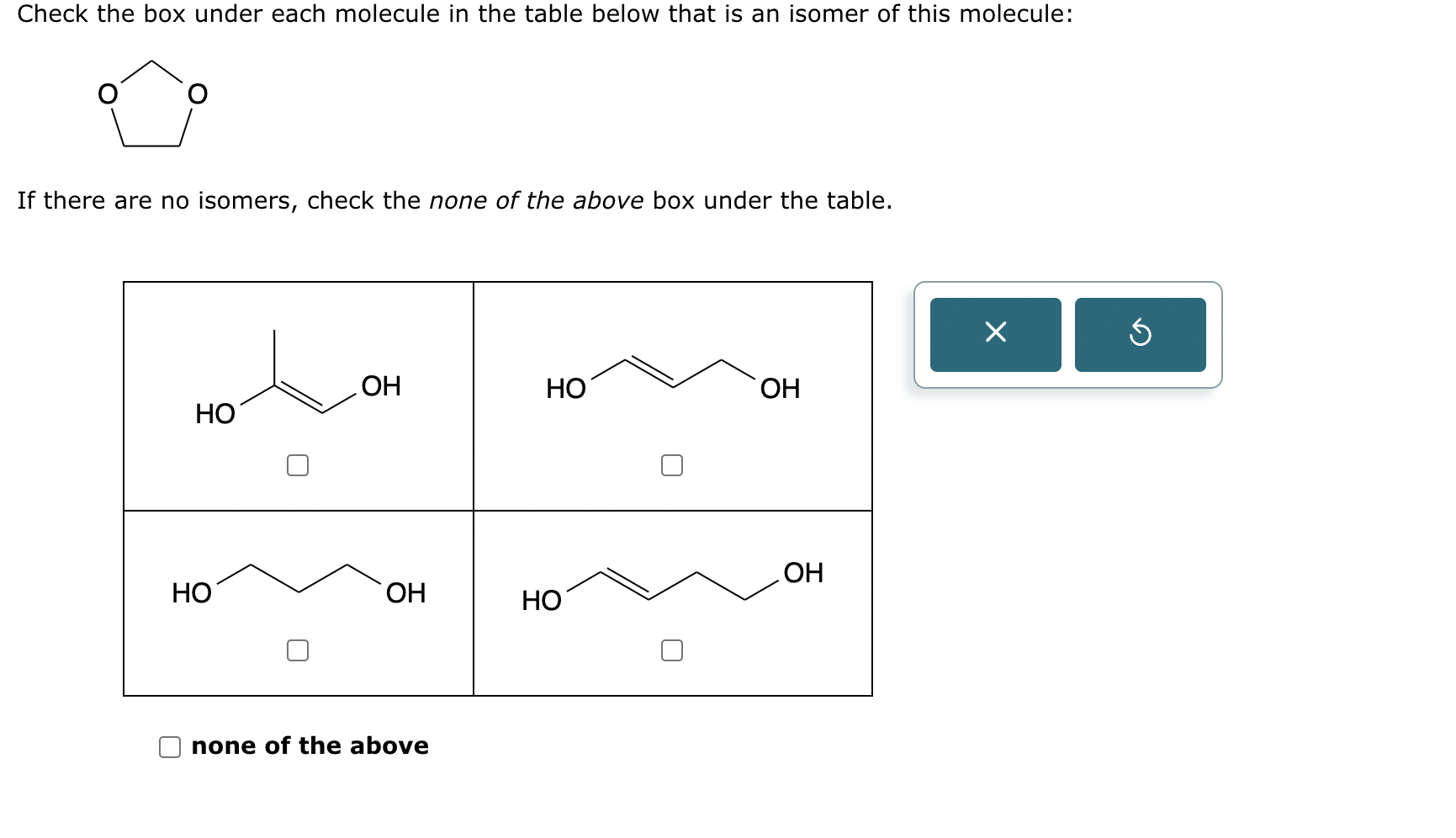 Solved Check the box under each molecule in the table below | Chegg.com