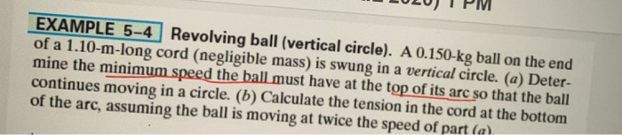 Solved EXAMPLE 5-4 Revolving ball (vertical circle). A | Chegg.com