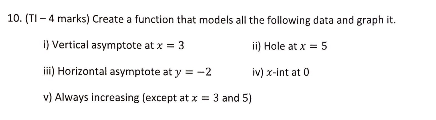 Solved (TI - 4 ﻿marks) ﻿Create a function that models all | Chegg.com