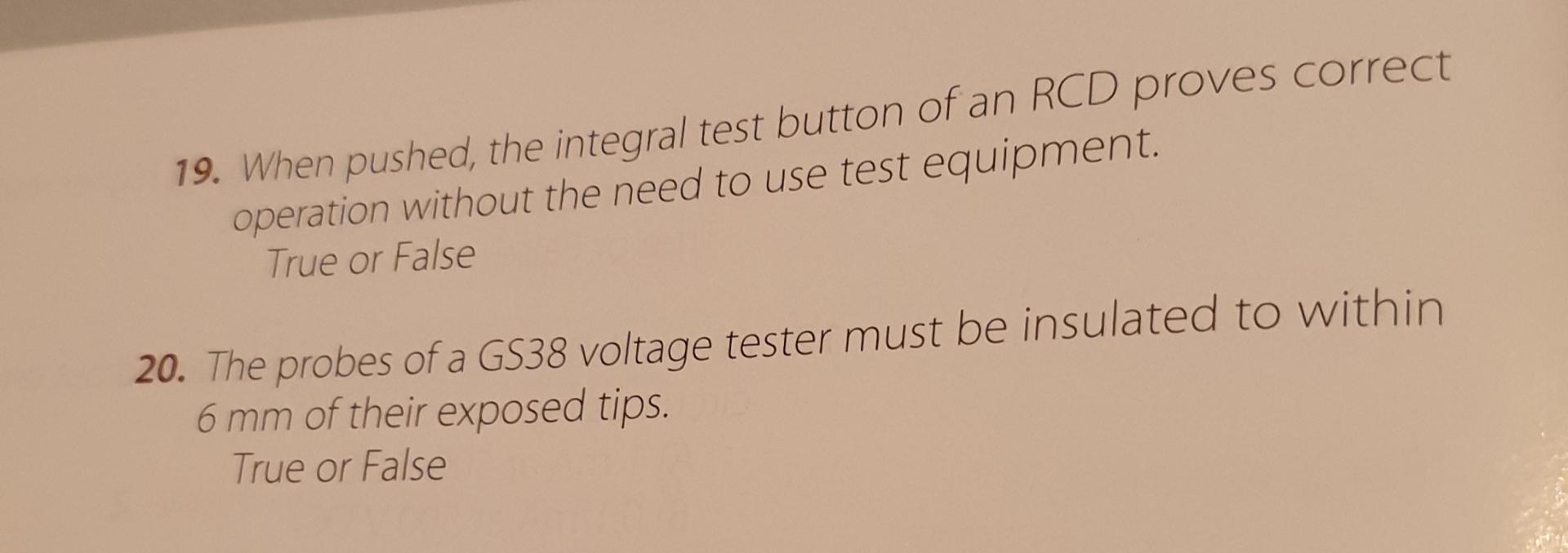 When pushed, the integral test button of an RCD | Chegg.com