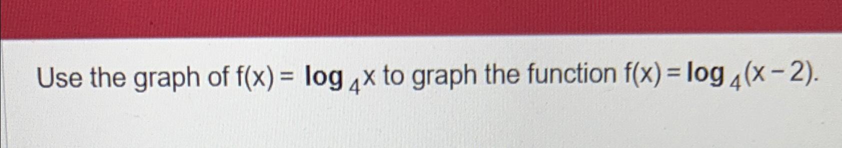 Solved Use the graph of f(x)=log4x ﻿to graph the function | Chegg.com