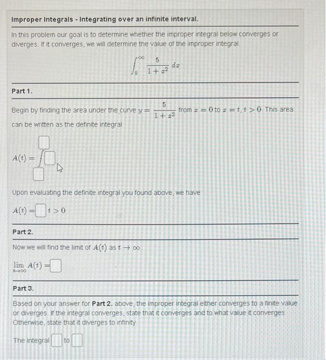 Solved Improper Integrals - Integrating over an infinite | Chegg.com