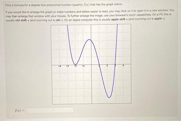 Solved Find a formula for a degree-four polynomial function | Chegg.com