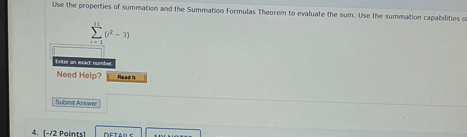 Solved Use the properties of summation and the Summation | Chegg.com Solved Use the properties of summation and the Summation | Chegg.com
