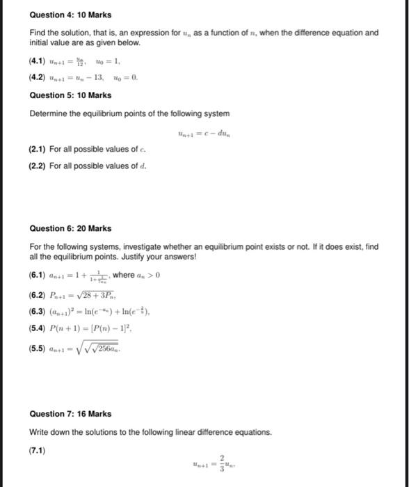 Solved Question 1: 4 Marks For each of the following | Chegg.com