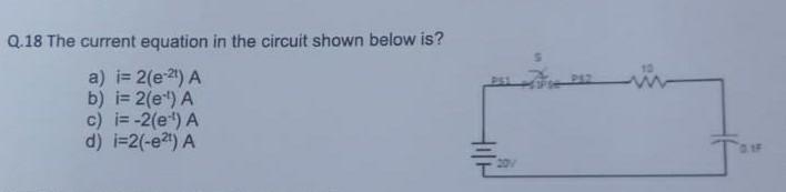 Solved Q.18 The current equation in the circuit shown below | Chegg.com