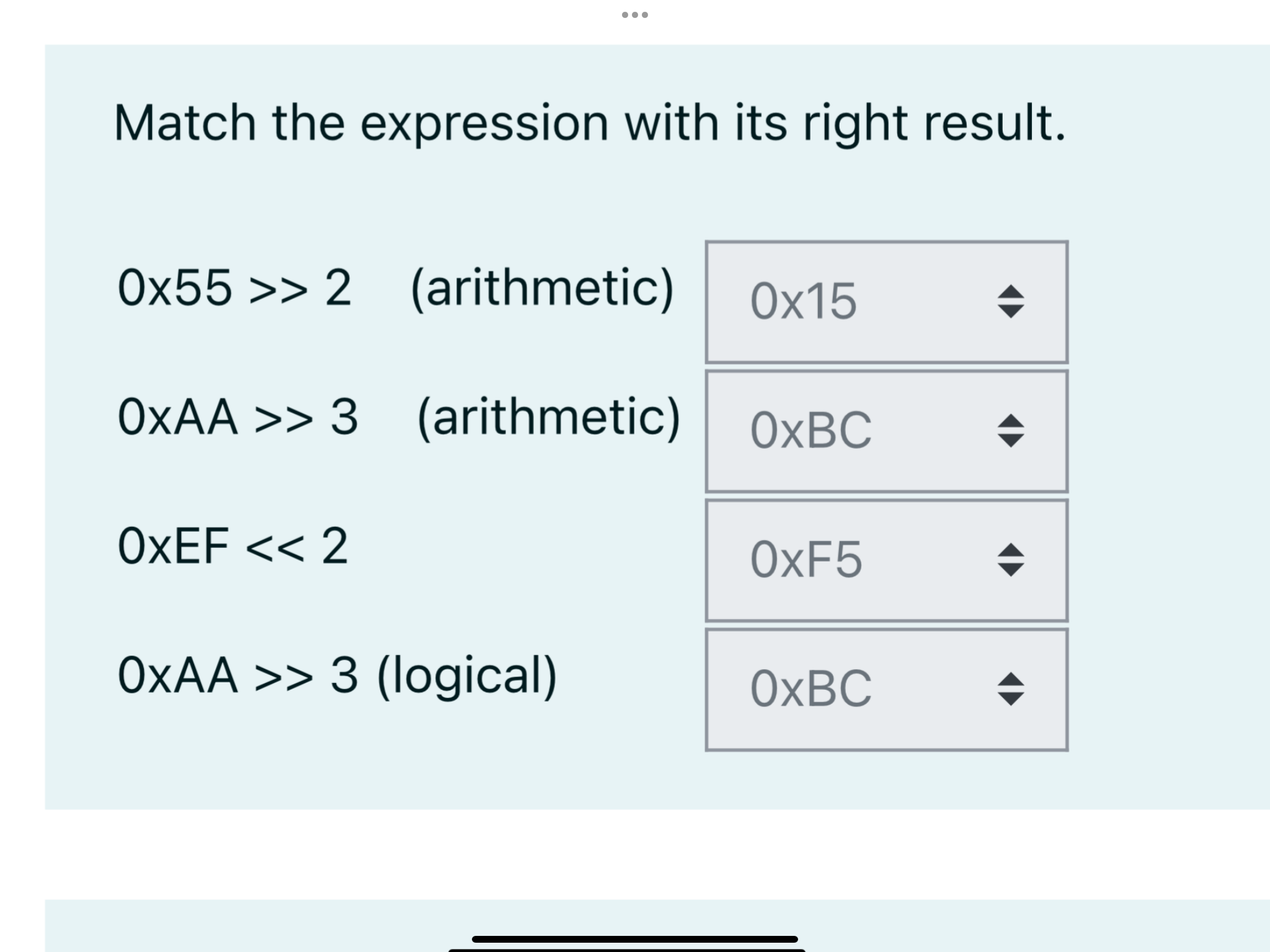 Solved Match the expression with its right result. | Chegg.com