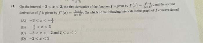 Solved 21. On the interval −3 | Chegg.com