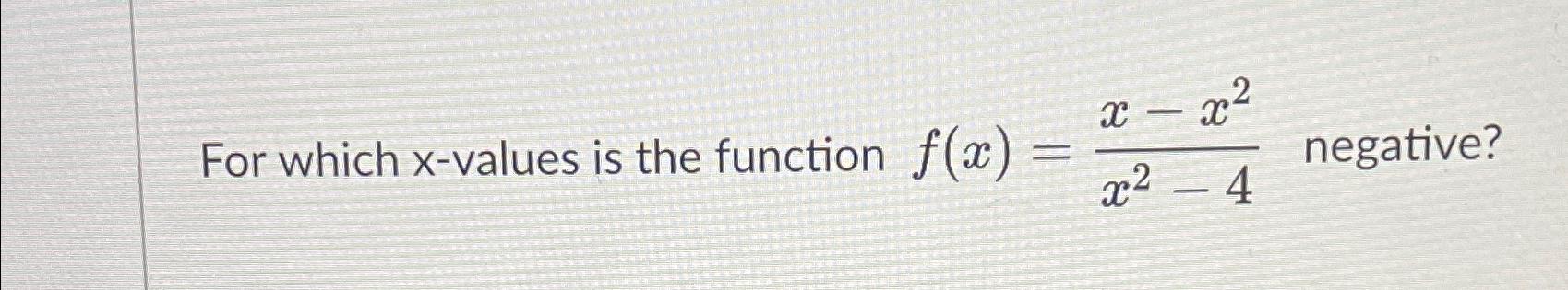 Solved For which x-values is the function f(x)=x-x2x2-4 | Chegg.com