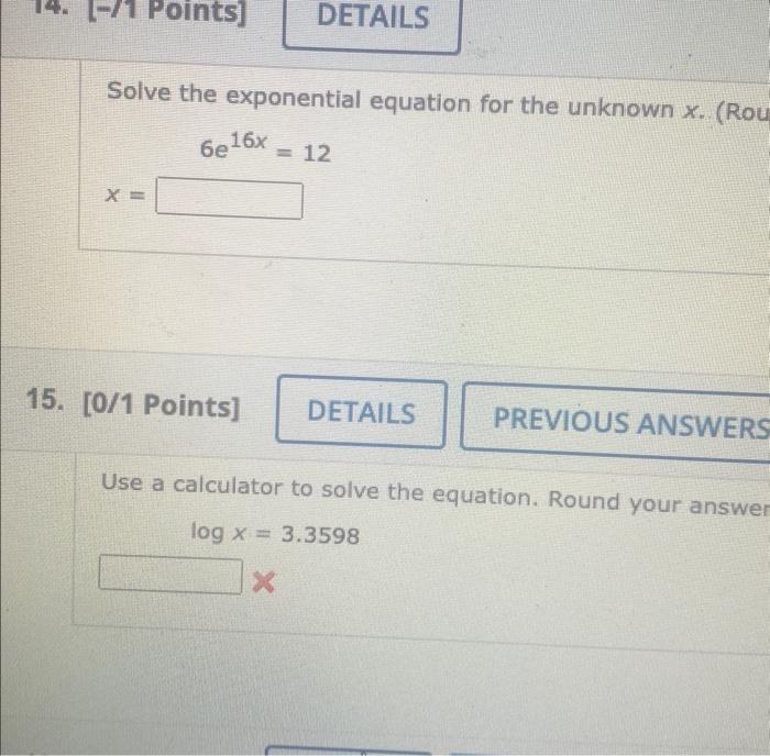 Solved Solve the exponential equation for the unknown x. | Chegg.com
