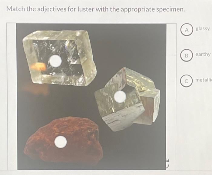 Solved Match the adjectives for luster with the appropriate | Chegg.com