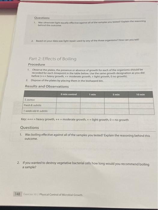 Solved NAME: SECTION: EXERCISE 10 Analysis Day 2 Part 1: | Chegg.com
