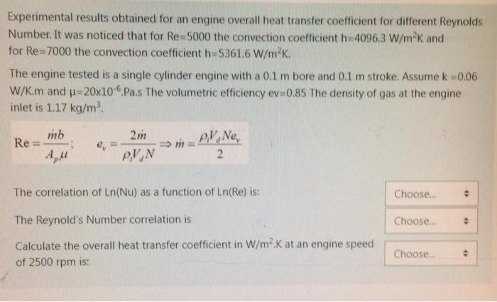 Solved Experimental results obtained for an engine overall | Chegg.com