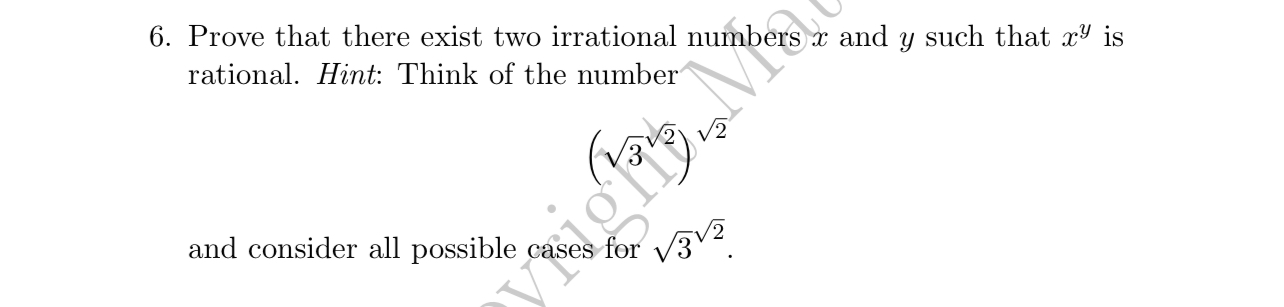 Solved Prove that there exist two irrational numbers x ﻿and | Chegg.com