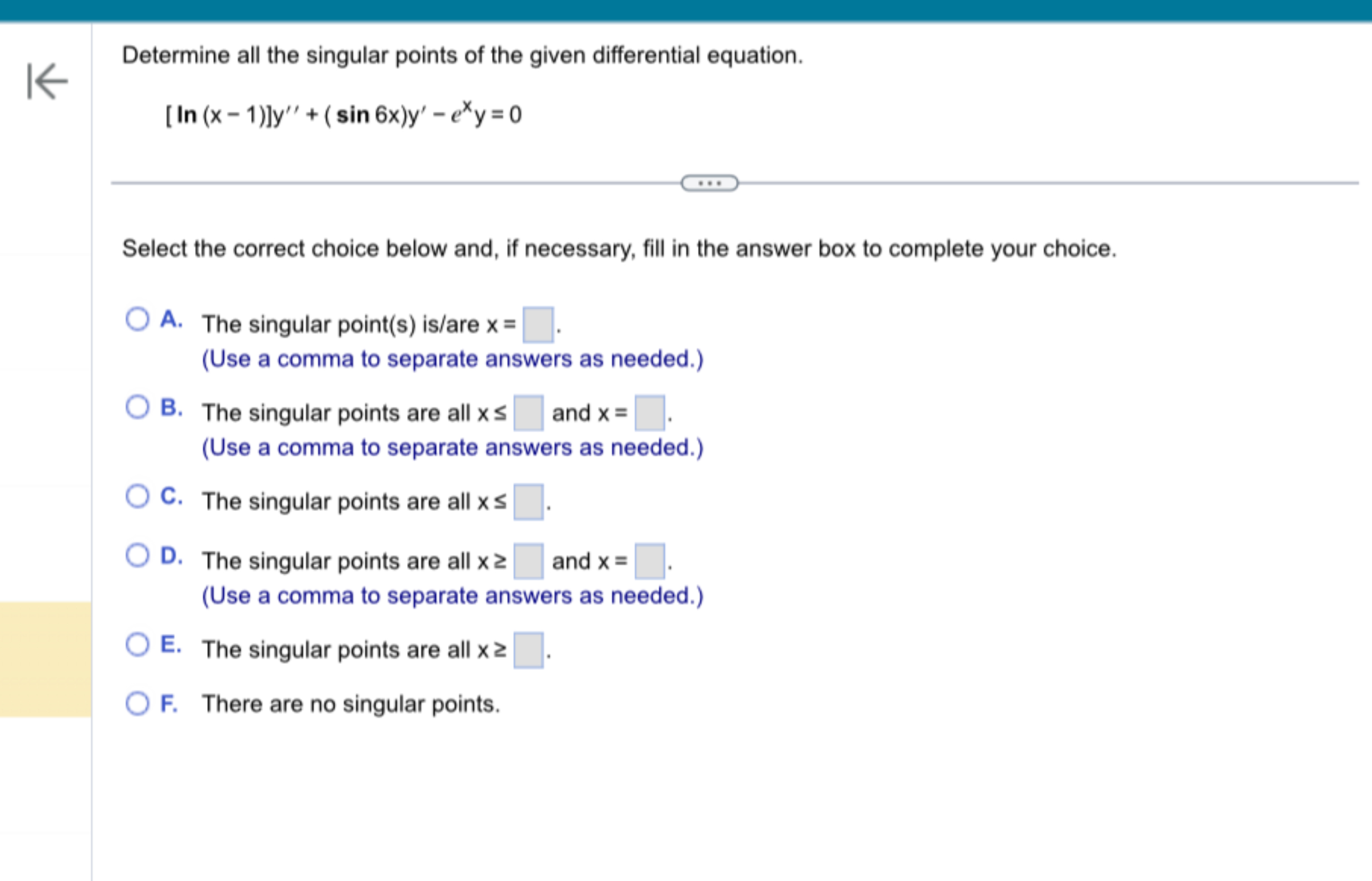 Solved Determine all the singular points of the given | Chegg.com