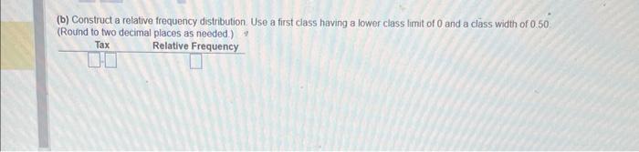 (b) Construct a relative frequency distribution. Use | Chegg.com