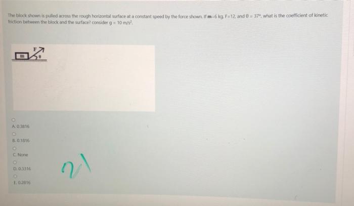 Solved The block shown is pulled across the rough horizontal | Chegg.com