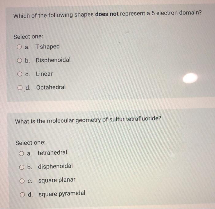 Solved Which of the following shapes does not represent a 5 | Chegg.com