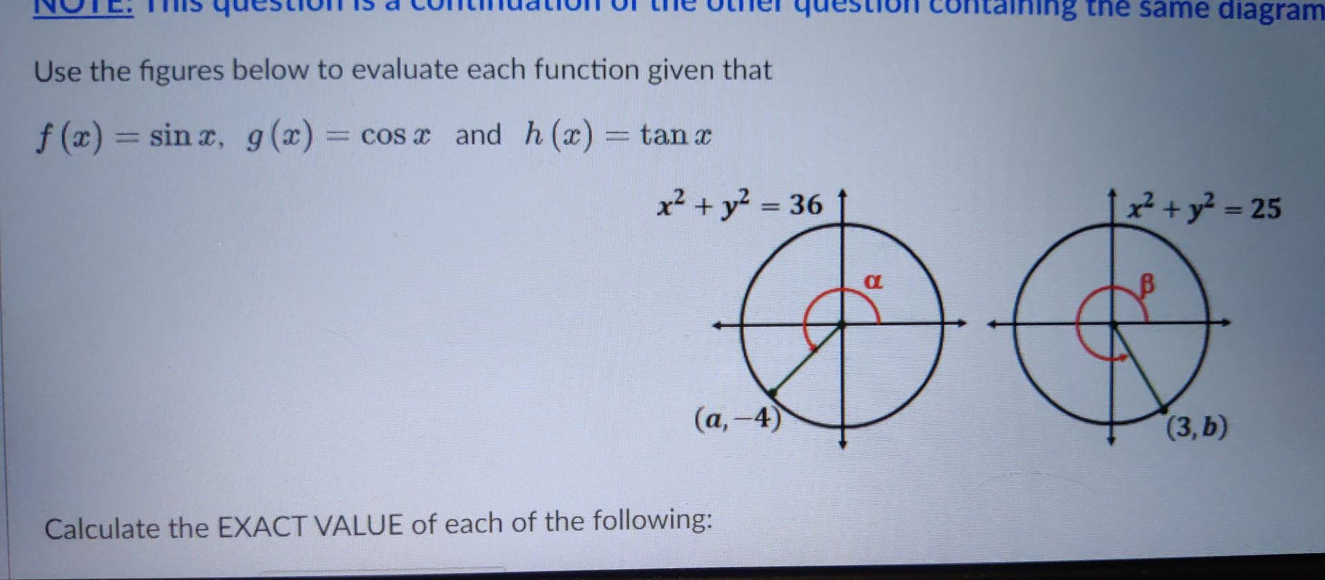 Solved Use the figures below to evaluate each function given | Chegg.com