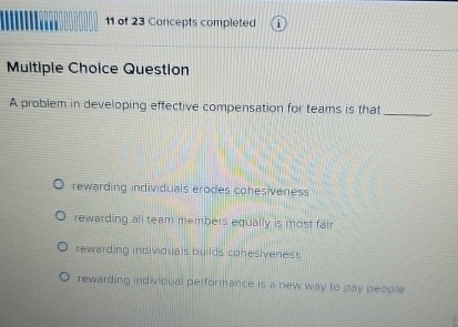 Solved 11 ﻿of 23 ﻿Concepts completed(i)Multiple Choice | Chegg.com