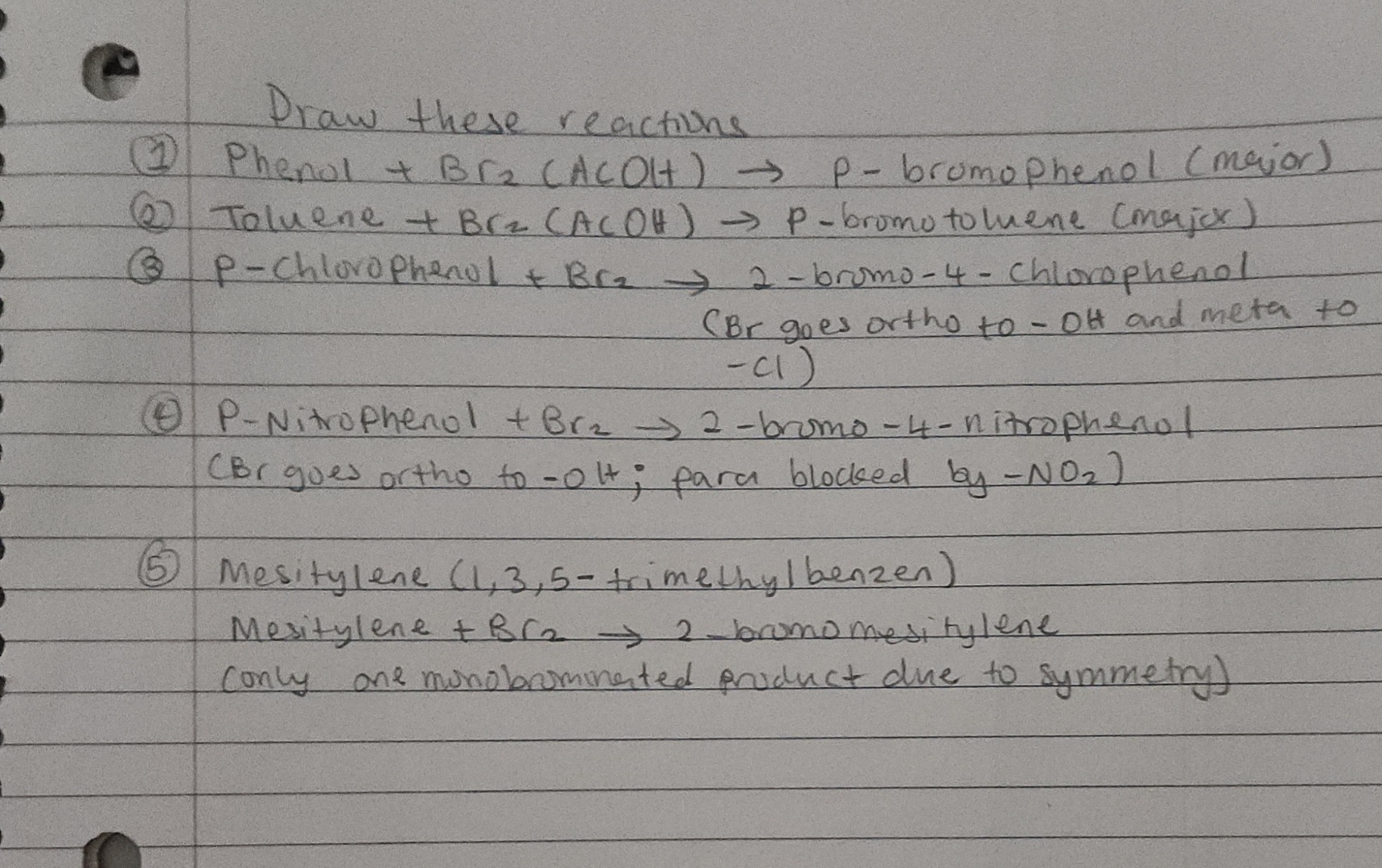 Solved draw these reactions(1) ﻿Phenol +Br2(ACOH)→ | Chegg.com