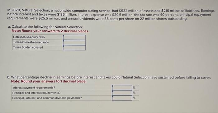 Solved In 2020. Natural Selection, a nationwide computer | Chegg.com