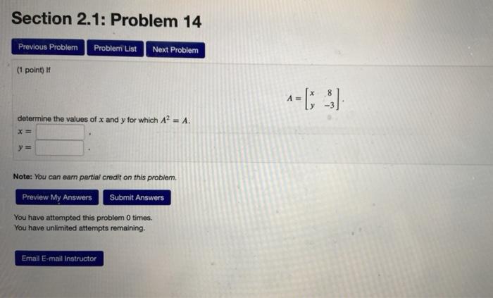 Solved Section 2.1: Problem 14 Previous Problem Probler List | Chegg.com