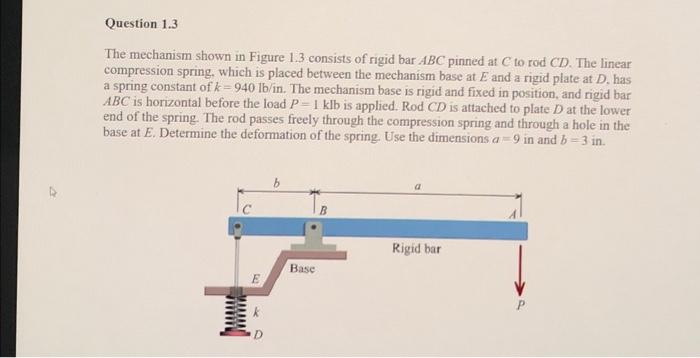 Solved Question 1.3 The mechanism shown in Figure 1.3 | Chegg.com