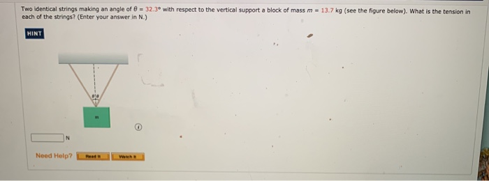 Solved Two identical strings making an angle of 0 = 32.3" | Chegg.com