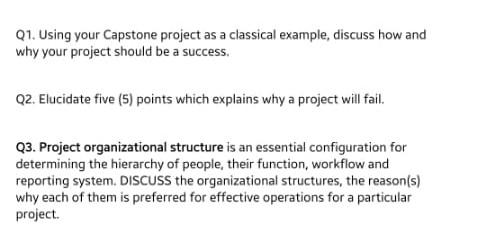 Solved Q1. Using your Capstone project as a classical | Chegg.com