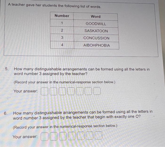 Solved A teacher gave her students the following list of | Chegg.com