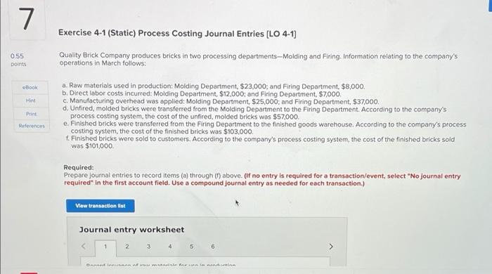 Solved 7 0.55 points eBook Hint Print References Exercise | Chegg.com