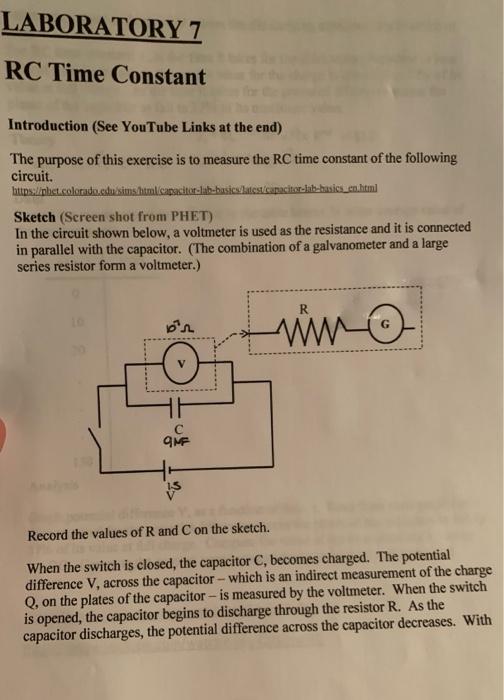 Solved LABORATORY 7 RC Time Constant Introduction (See | Chegg.com
