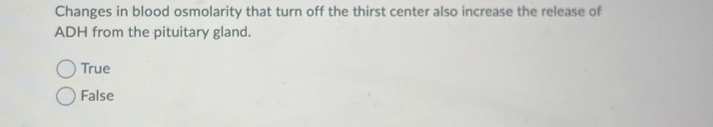 Solved Changes in blood osmolarity that turn off the thirst | Chegg.com