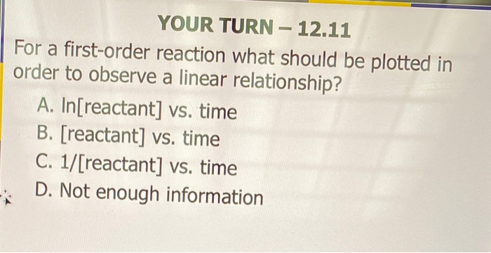 Solved YOUR TURN – 12.10 A plot for a zeroth order reaction | Chegg.com
