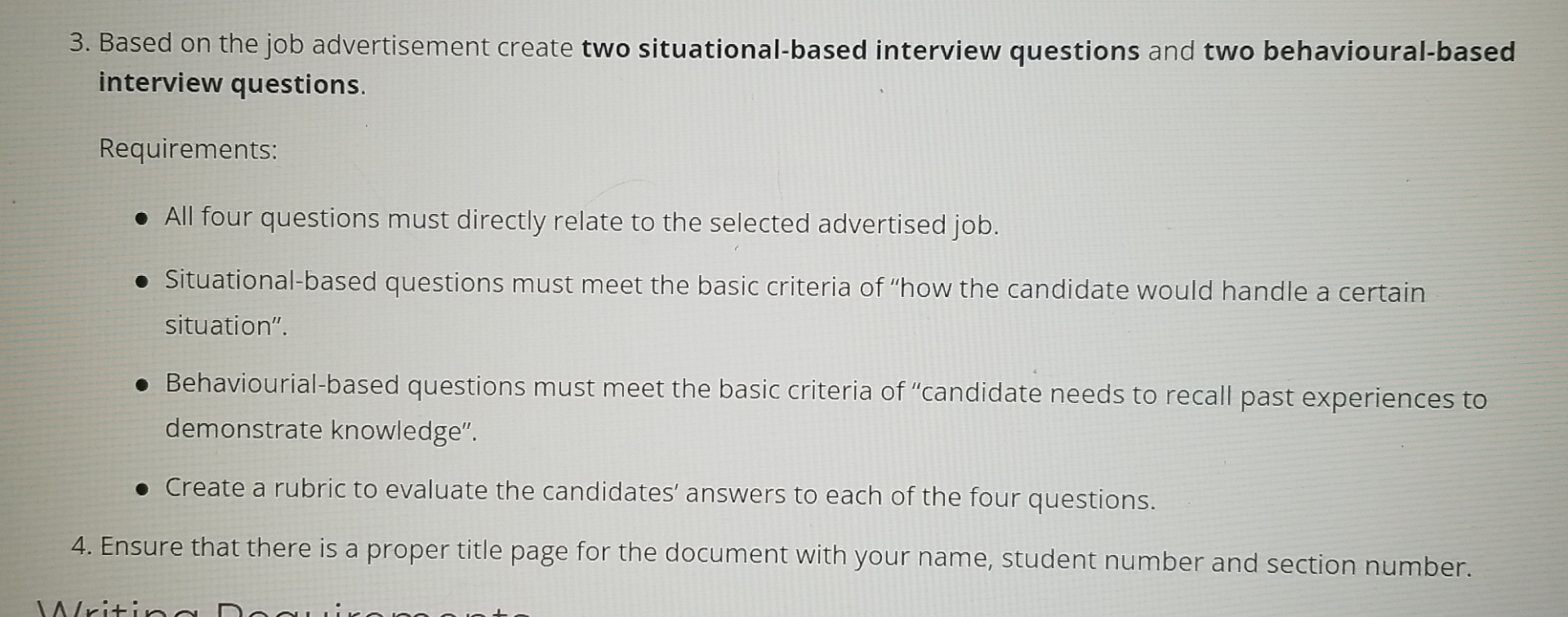 Solved Based on the job advertisement create two | Chegg.com