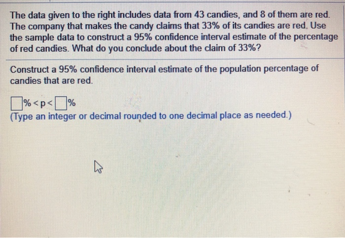 Solved The data given to the right includes data from 43 | Chegg.com