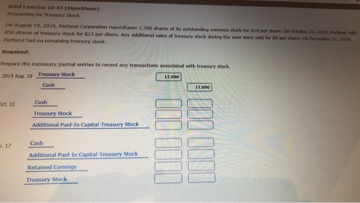 Solved Brief Exercise 10-43 (Algorithmic) Accounting for | Chegg.com