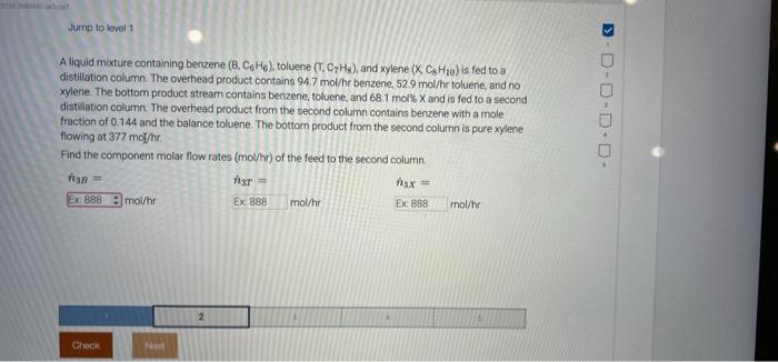 Solved A liquid mixture containing benzene (B,C6H6), toluene | Chegg.com