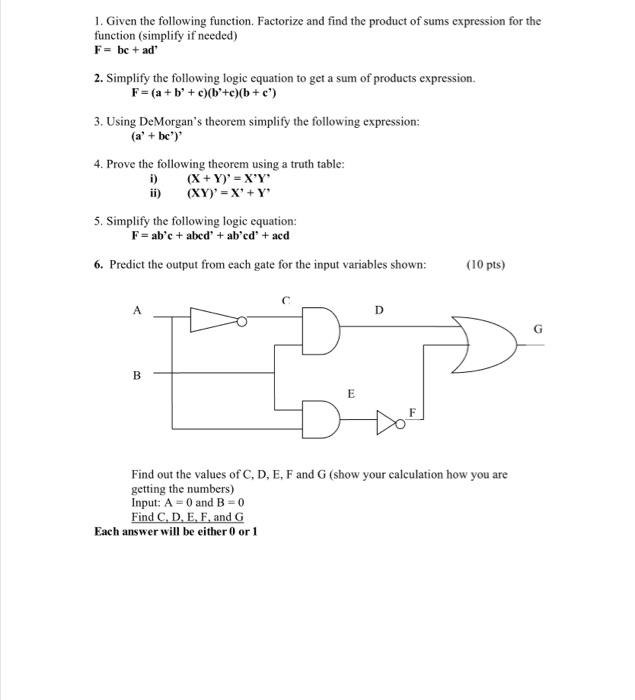 Solved 1. Given the following function. Factorize and find | Chegg.com