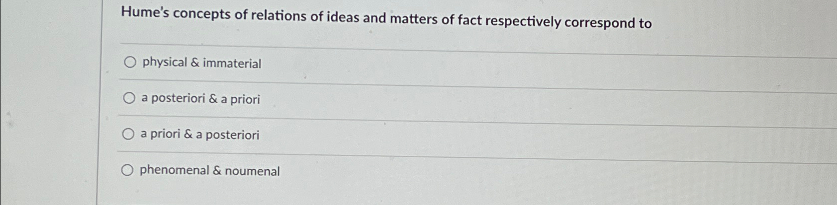 Solved Hume's concepts of relations of ideas and matters of | Chegg.com