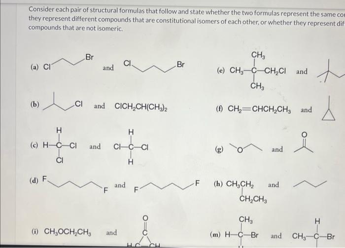 Solved Consider each pair of structural formulas that follow | Chegg.com