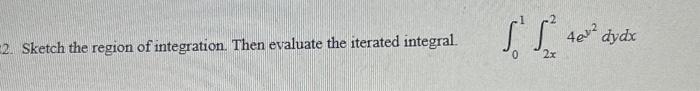 Solved 2. Sketch the region of integration. Then evaluate | Chegg.com