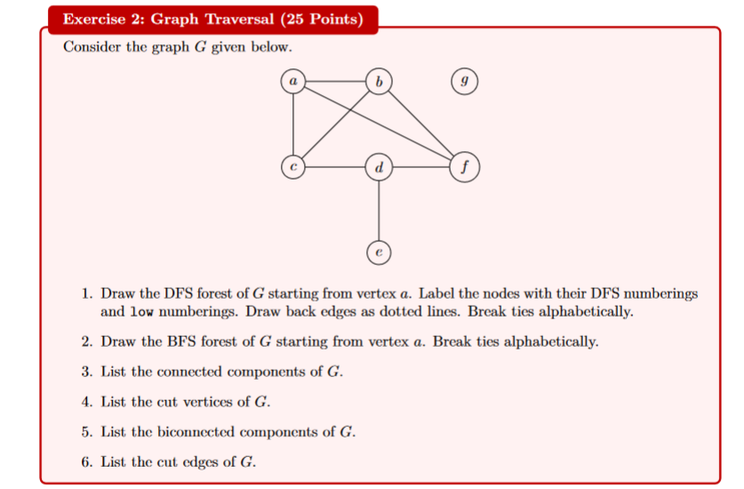 Solved Exercise 2: Graph Traversal (25 Points)Consider the | Chegg.com Solved Exercise 2: Graph Traversal (25 Points)Consider the | Chegg.com