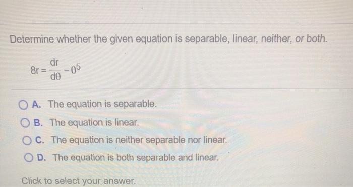 Solved Determine whether the given equation is separable, | Chegg.com