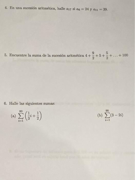 Solved 4 In An Arithmetic Sequence Find A17 If A6 24 And 3259
